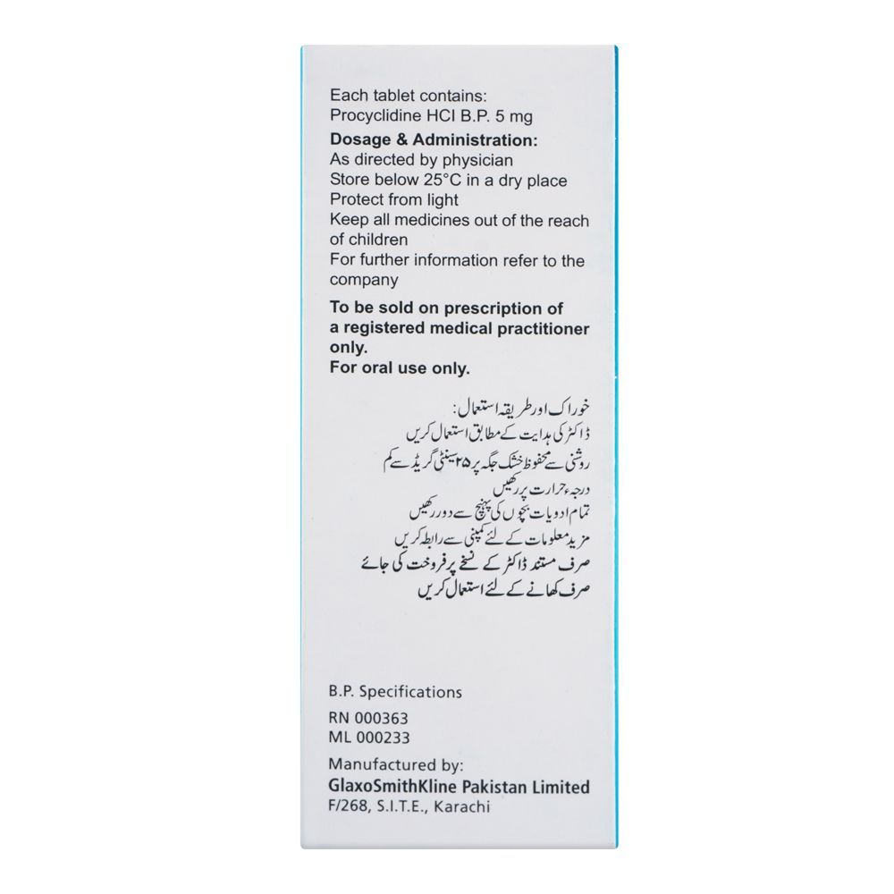 Purchase GSK Kemadrin Tablet, 5mg, 100-Pack Online at Special Price in ...