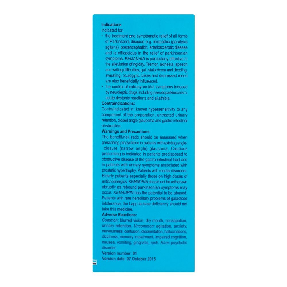 Purchase GSK Kemadrin Tablet, 5mg, 100-Pack Online at Special Price in ...