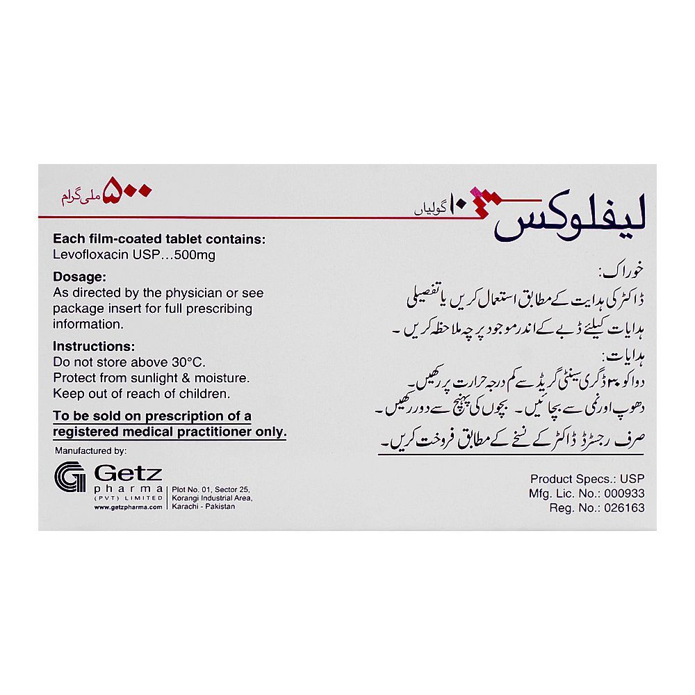 Order Getz Pharma Leflox Tablet, 500mg, 10-Pack Online at Special Price ...
