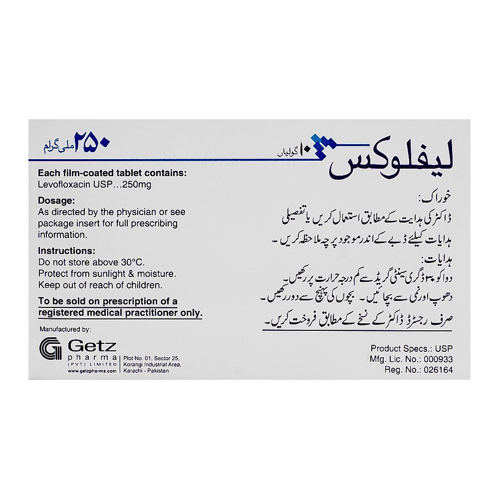 Buy Getz Pharma Leflox Tablet, 250mg, 10-Pack Online at Best Price in ...