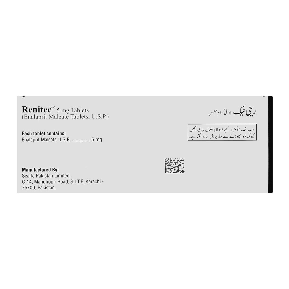 Purchase Renitec Tablets Box, 5mg Online at Best Price in Pakistan ...