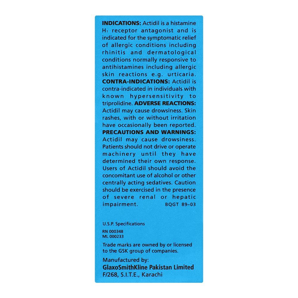 Order GSK Actidil Elixir Syrup, 60ml Online at Special Price in ...