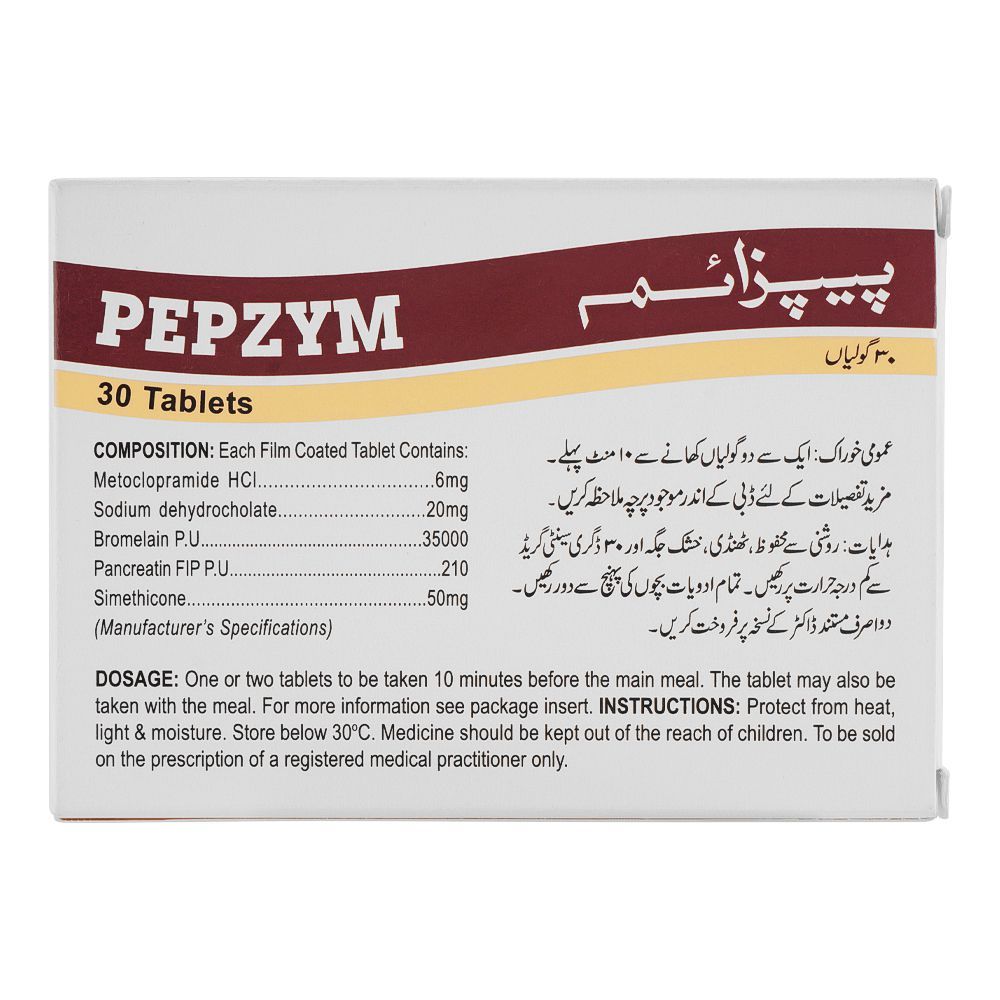Buy Shaigan Pharmaceuticals Pepzym Tablet, 20mg/50mg, 30-Pack Online at ...
