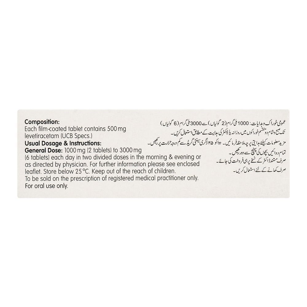 Purchase GSK Keppra Tablet, 500mg, 30-Pack Online at Special Price in ...