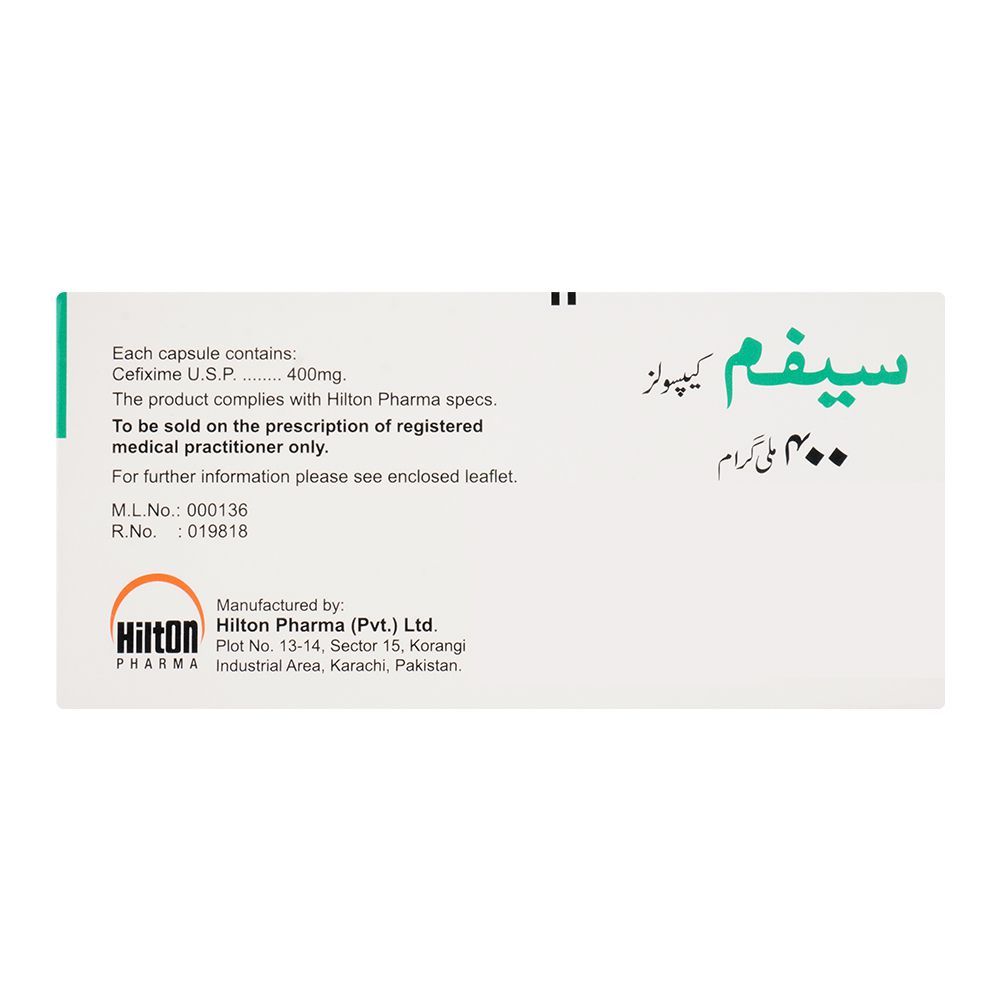 Buy Hilton Pharma Cefim Capsule, 400mg, 5-Pack Online at Best Price in Pakistan - Naheed.pk