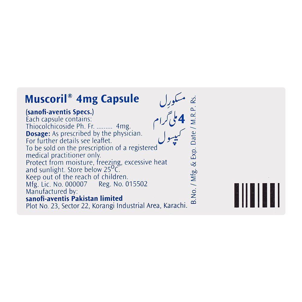 Purchase Sanofi-Aventis Muscoril Capsule, 4mg, 1-Strip Online at Best ...
