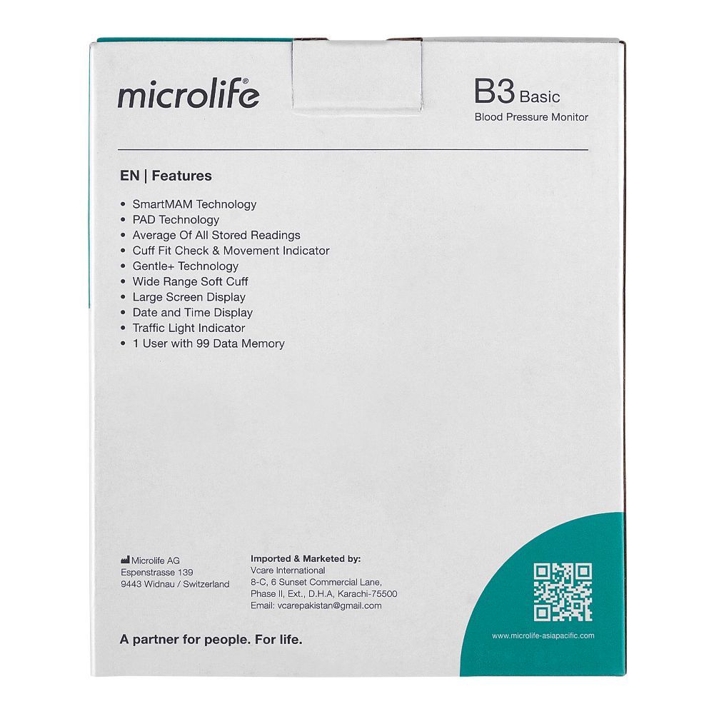 Purchase Microlife Blood Pressure Monitor, B3-Basic Smart MAM Online at ...
