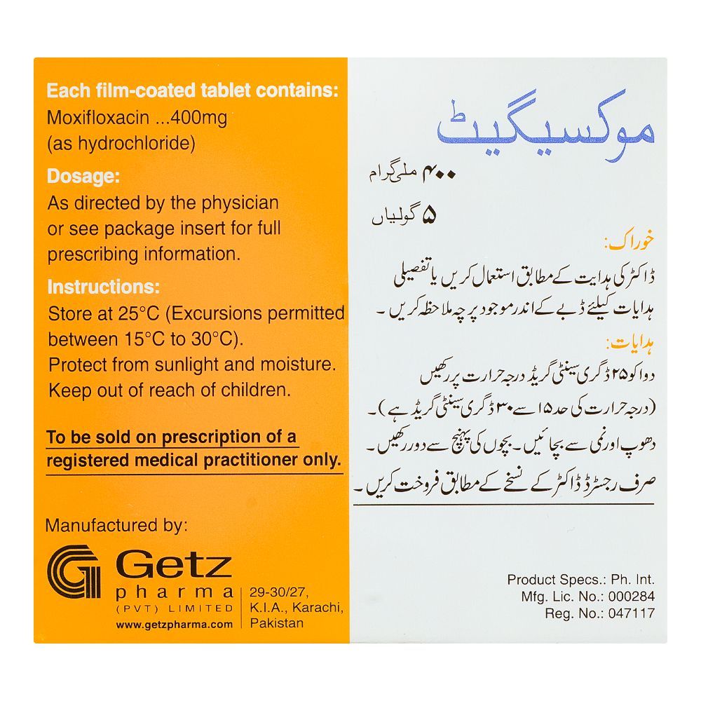 Purchase Getz Pharma Moxiget Tablet, 400mg, 5-Pack Online at Best Price ...
