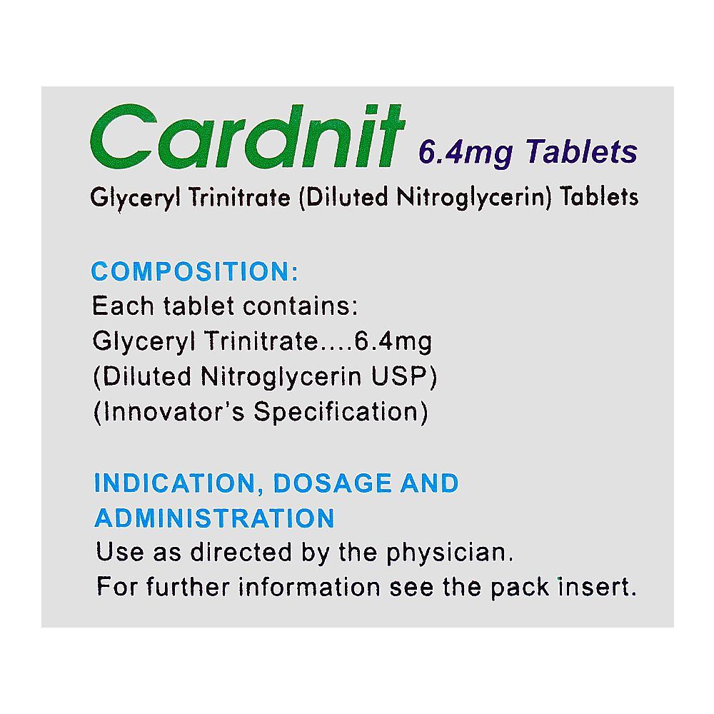 Buy Cardnit 6.4mg Tablets, 6.4mg, Box (30 Tablets) Online at Best Price ...