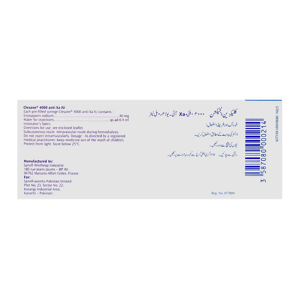 Purchase Clexane Injection, 40mg Online at Special Price in Pakistan ...