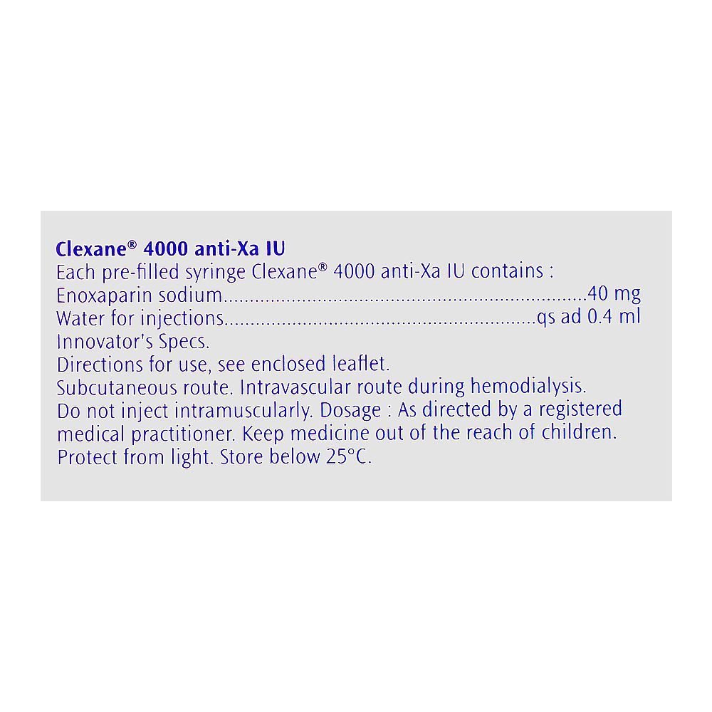 Purchase Clexane Injection, 40mg Online at Special Price in Pakistan ...