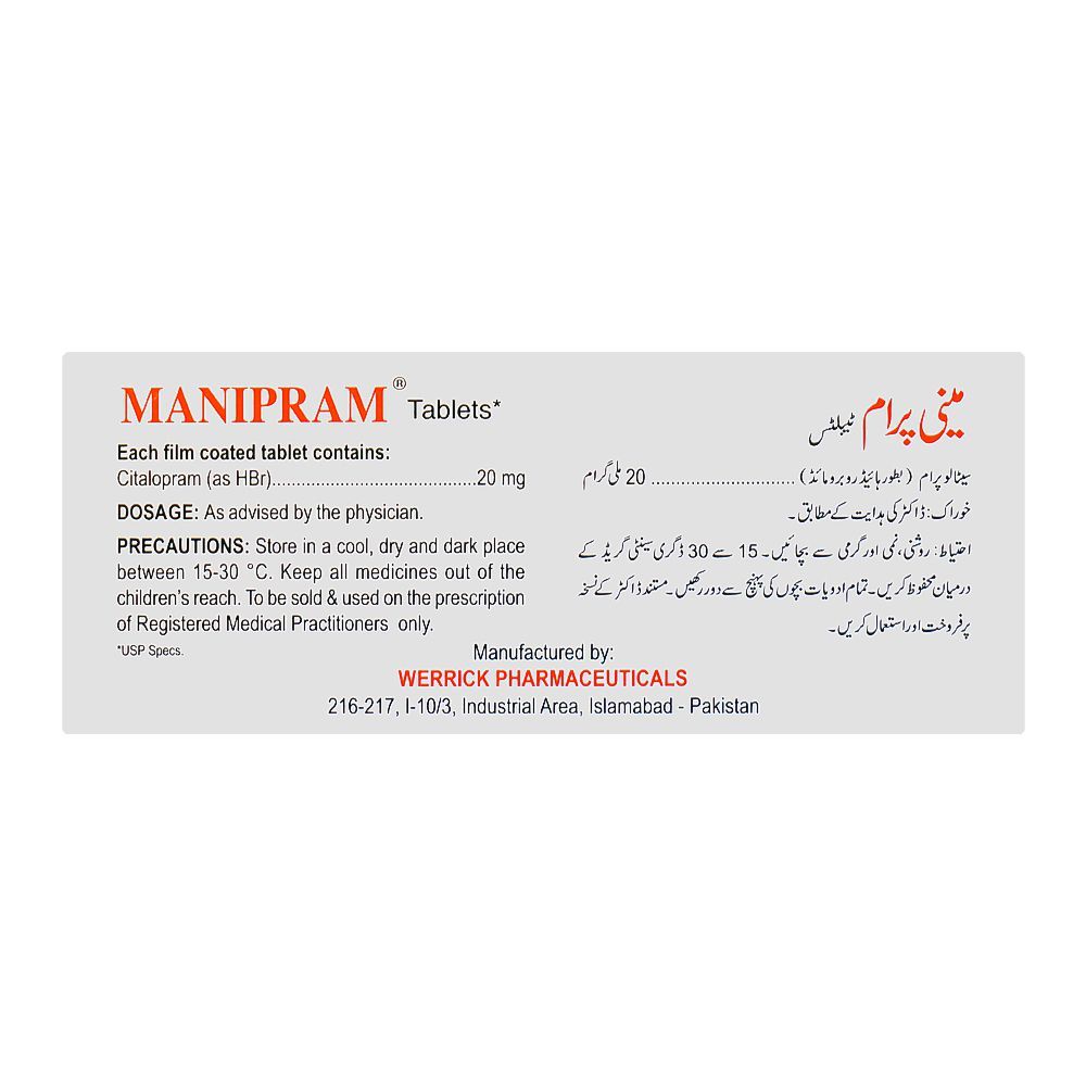 Purchase Manipram Tablets, 20mg, Box (14 Tablets) Online at Special ...