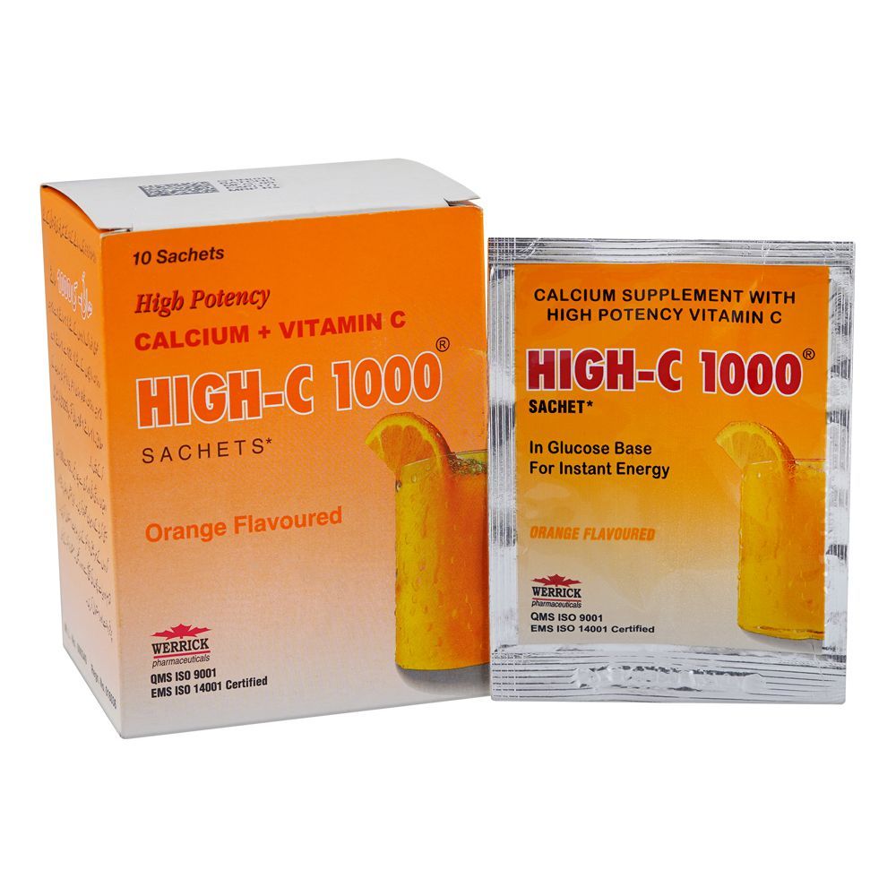 High-C 1000, Calcium & Vitamin C Supplement, Orange Flavor, Box (10 ...