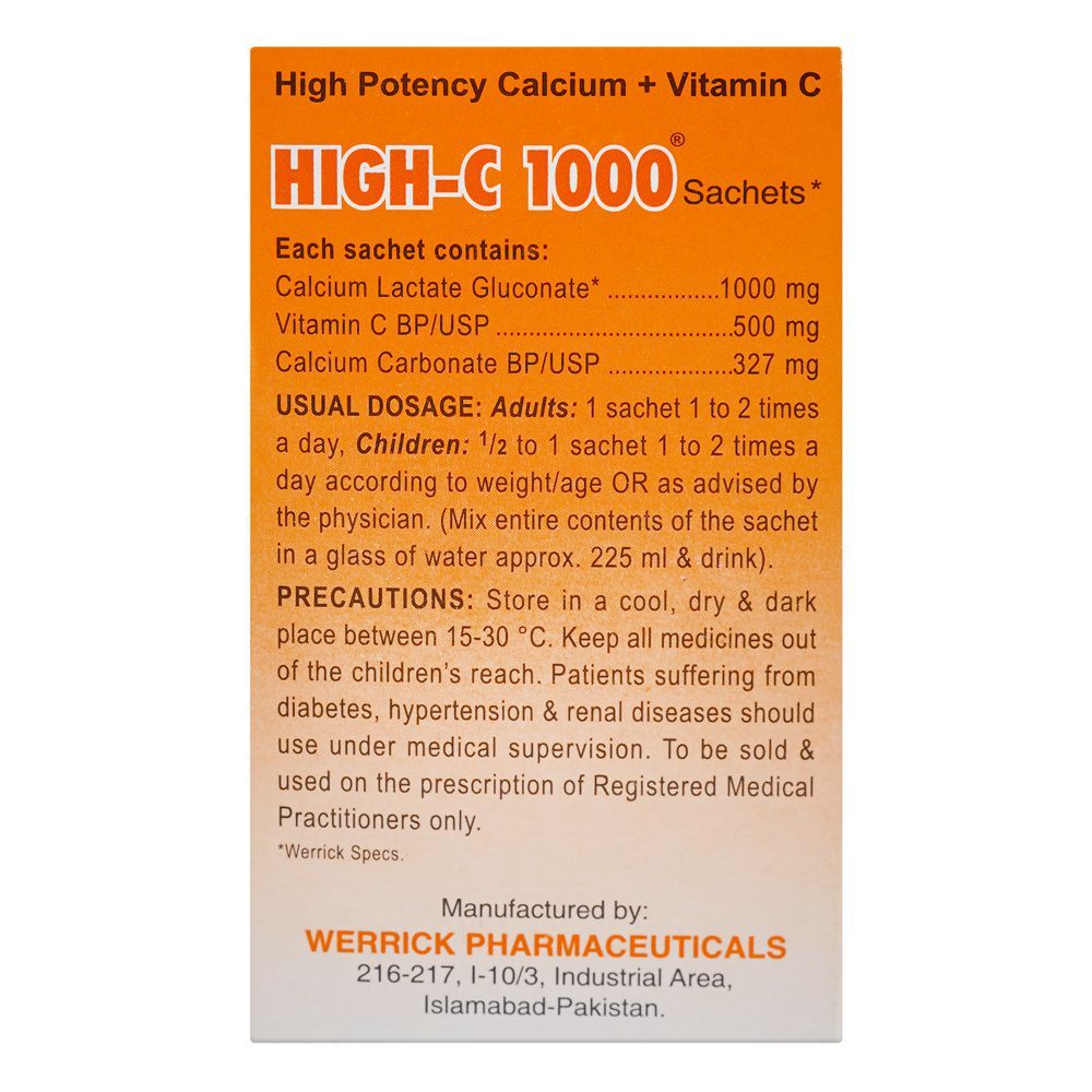 High-C 1000, Calcium & Vitamin C Supplement, Orange Flavor, Box (10 ...