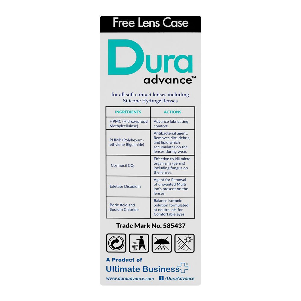Ultimate Plus Dura Advance Multi-Purpose Solution, For Contact Lenses ...