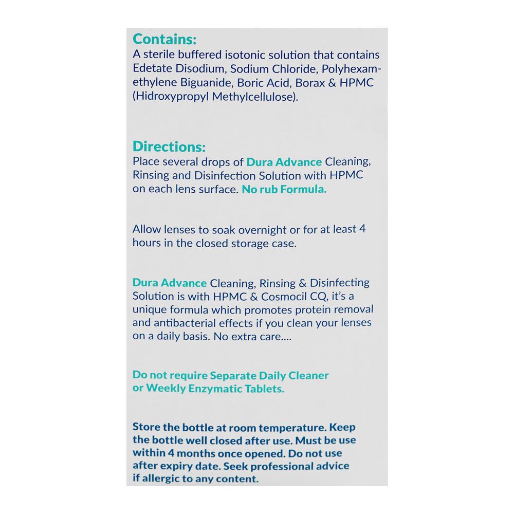 Ultimate Plus Dura Advance Multi-Purpose Solution, For Contact Lenses ...