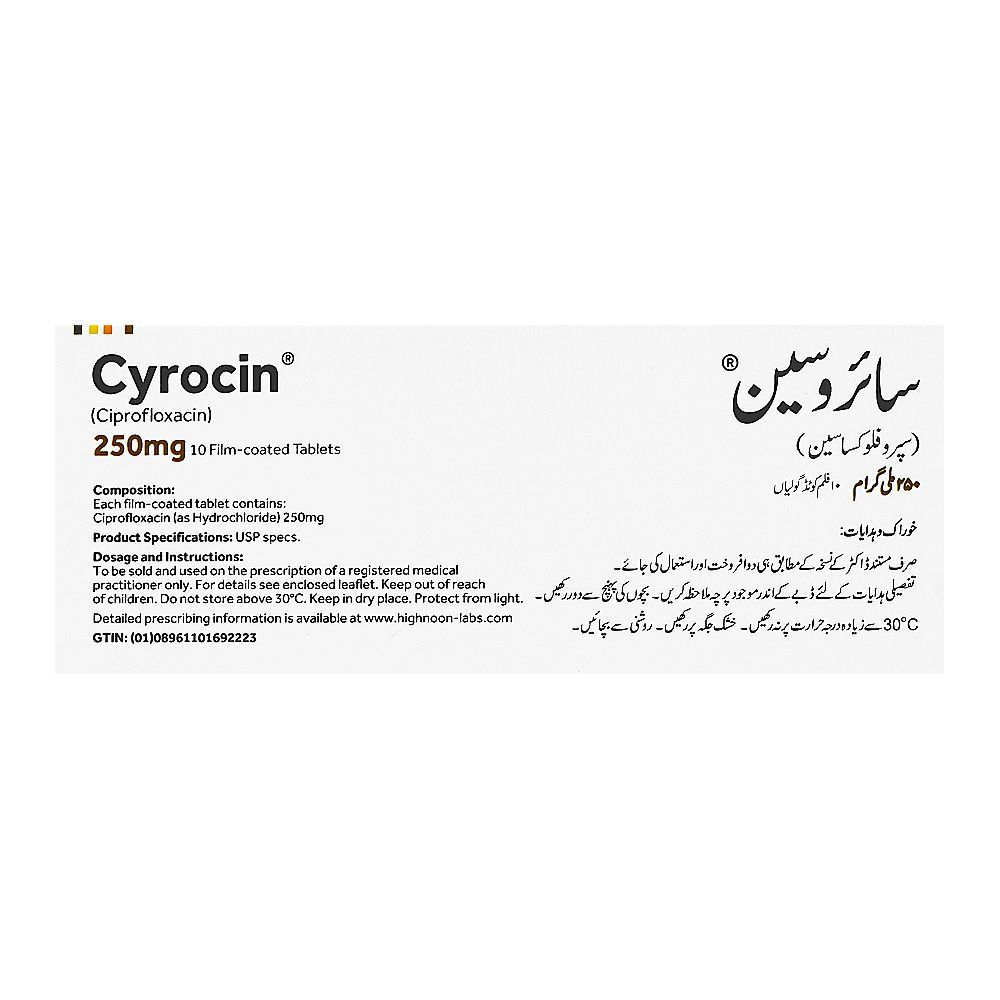 Cyrocin Tablets 250mg, Box (10 Tablets)