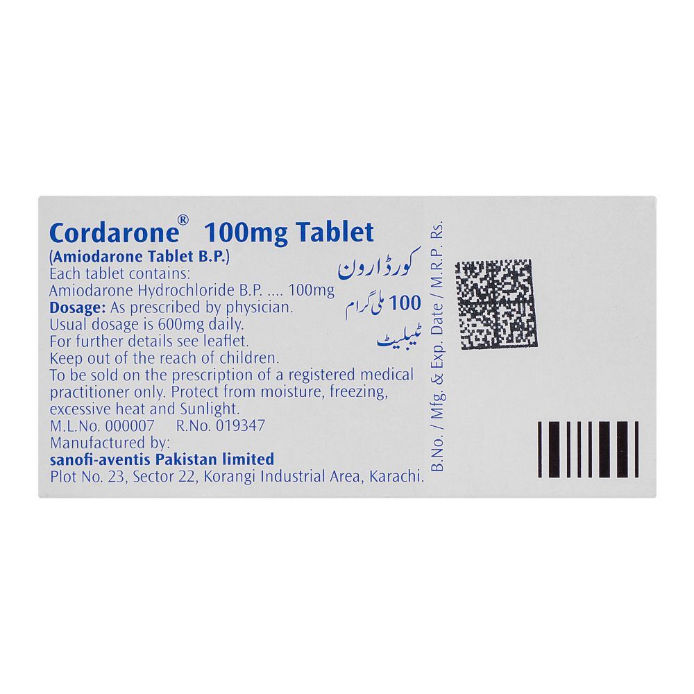 Buy Sanofi-Aventis Cordarone Tablet, 100mg, 28-Pack Online at Best ...