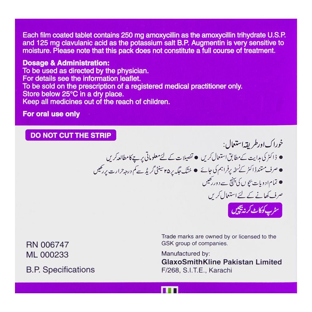 Buy GSK Augmentin Tablet, 375mg, 6-Pack Online at Best Price in ...