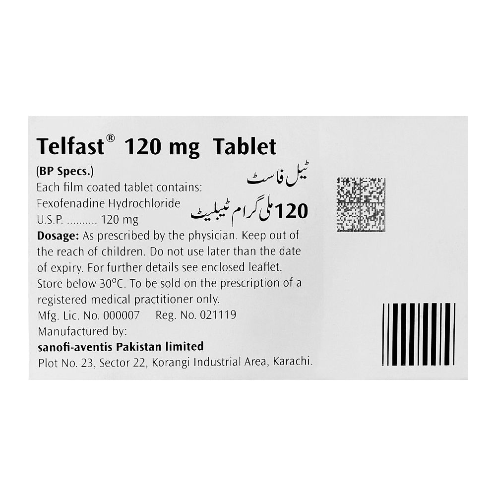 Buy Sanofi-Aventis Telfast Tablet, 120mg, 14-Pack Online at Best Price ...