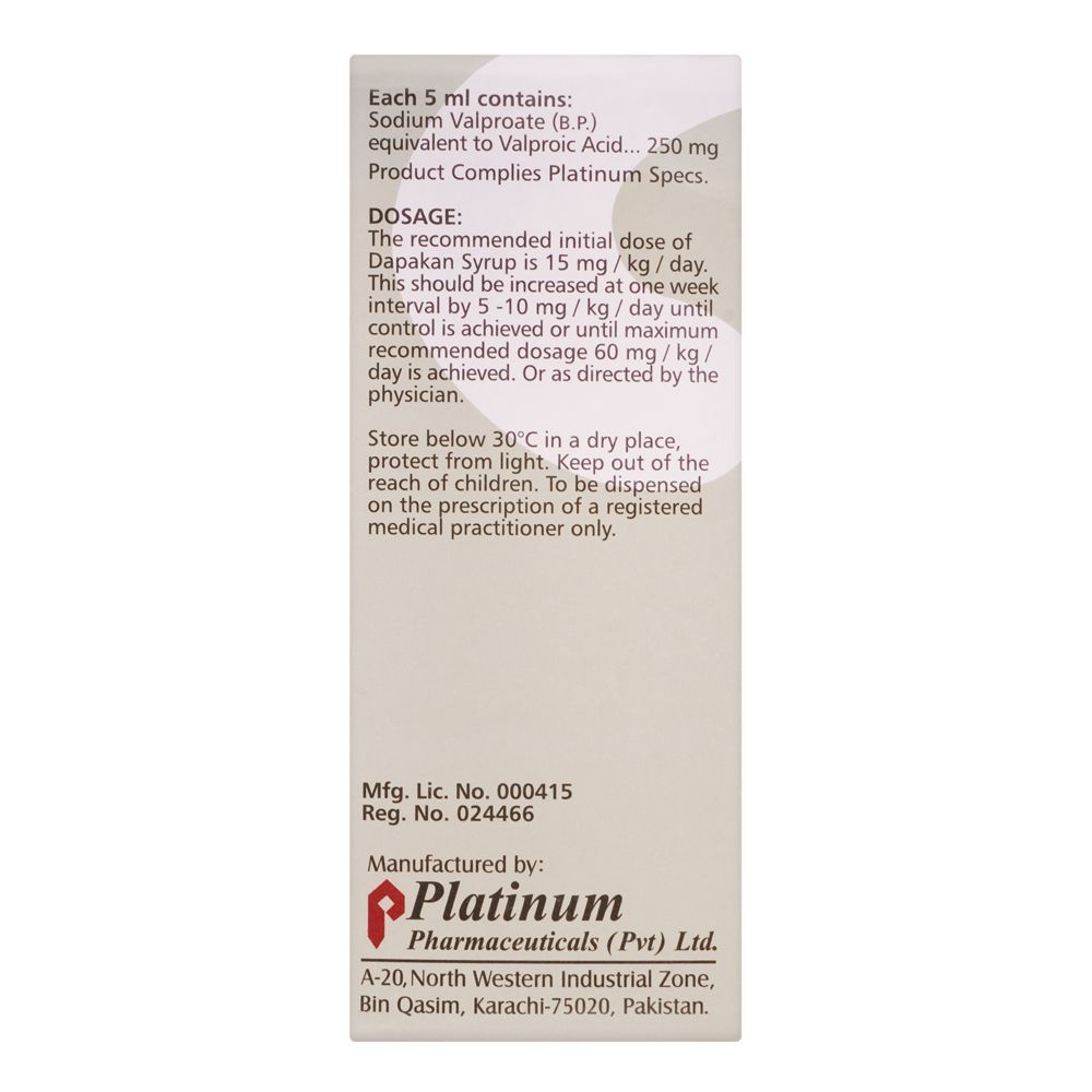 Buy Platinum Pharmaceuticals Dapakan Syrup, 250mg/5ml, 120ml Online at ...