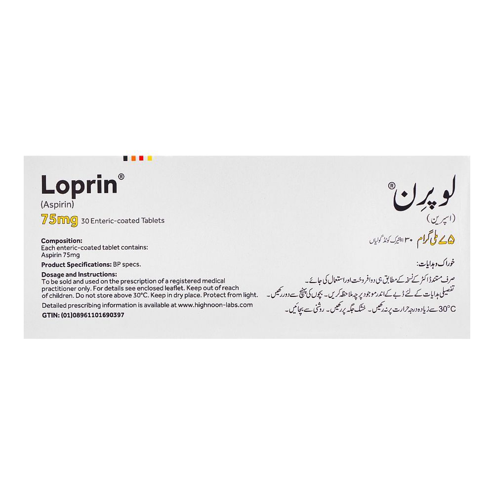 Order Highnoon Laboratories Loprin Tablet, 75mg, 30-Pack Online at Best ...