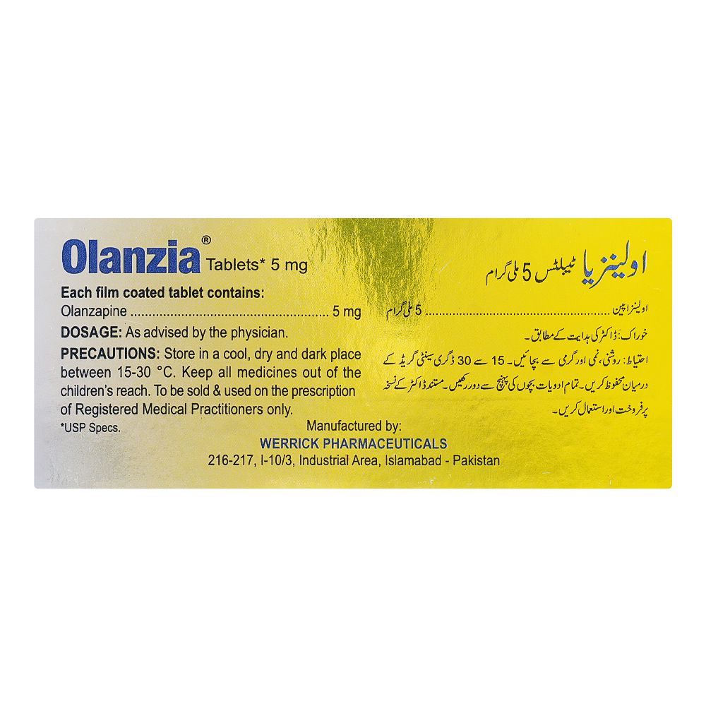 Order Werrick Pharmaceuticals Olanzia Tablet, 5mg, 10-Pack Online at ...