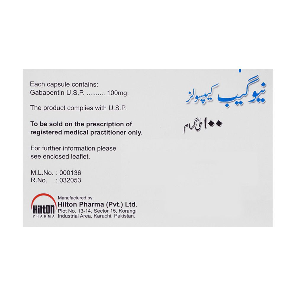 Order Hilton Pharma Neogab Capsule, 100mg, 1-Strip Online at Best Price ...