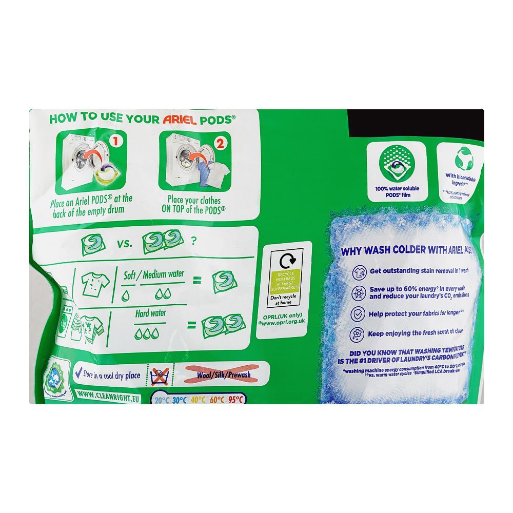 Ariel All in One Original Cold Wash Laundry Detergent Pods Pouch, 51-Pack