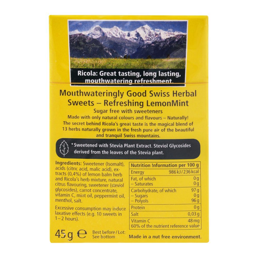 Order Ricola Refreshing Lemon Mint Sugar Free Swiss Herbal Drops, 45g Online at Special Price in ...