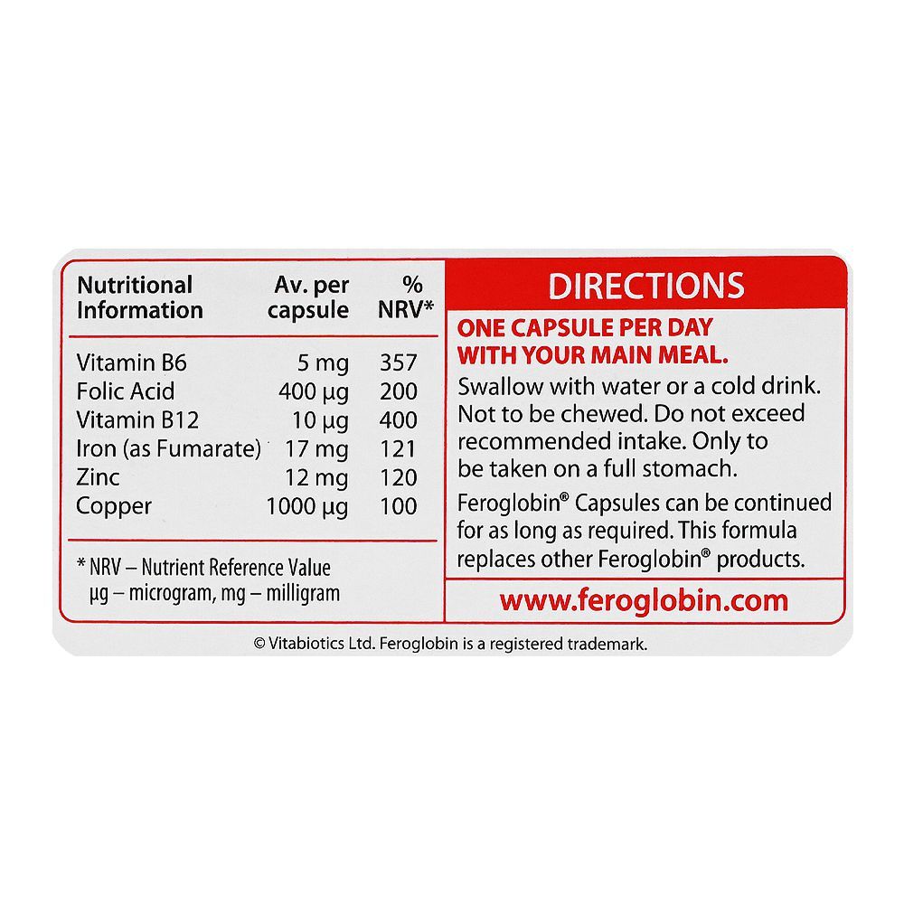 Vitabiotics Feroglobin Capsule, 30-Pack