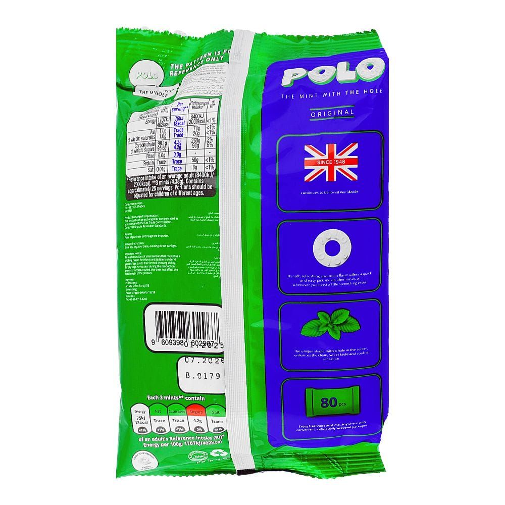 Polo Original Peppermint Candy, 80-Pack, 130g Pouch