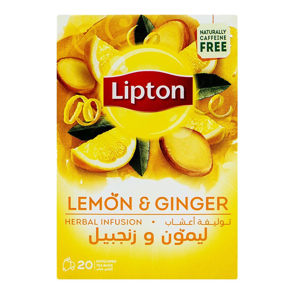 Lipton Lemon & Ginger Tea Bag, Caffeine Free, 20-Pack