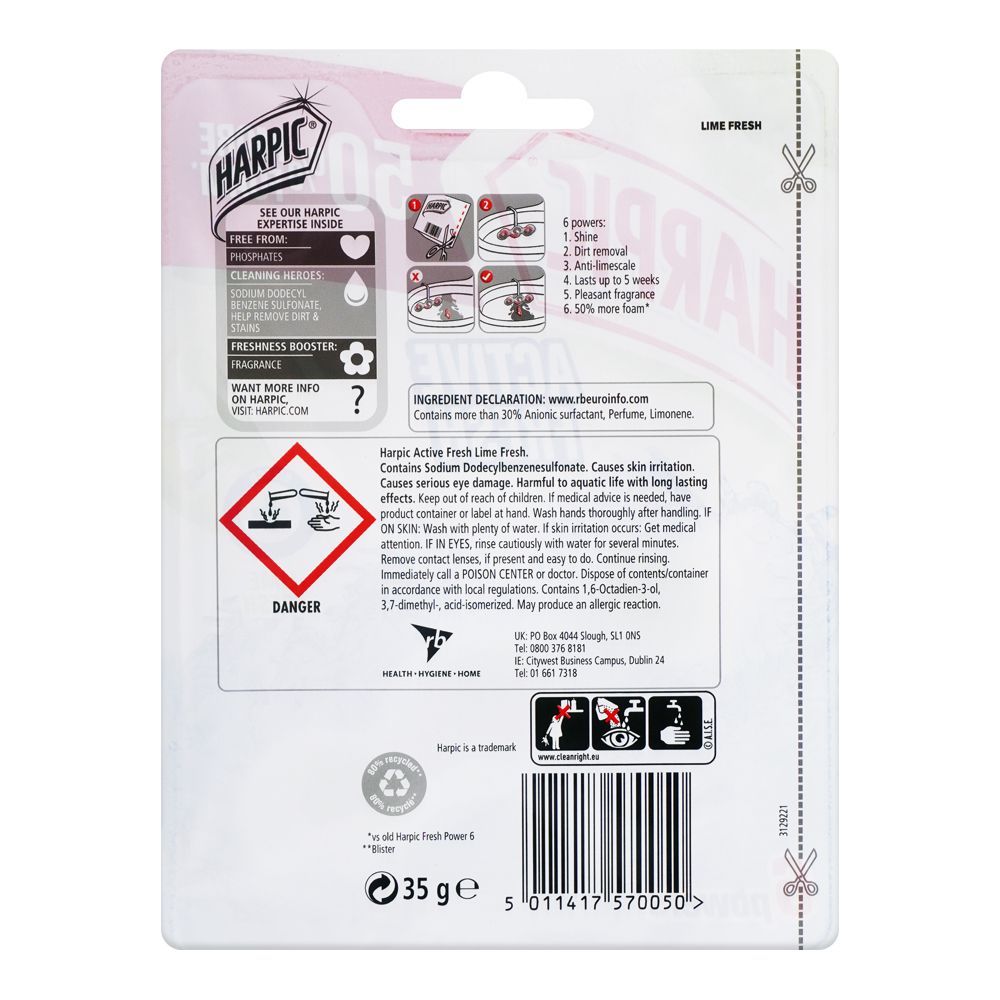 Purchase Harpic Active Fresh Lime Fresh 6-Powers, 35g Online at Best ...