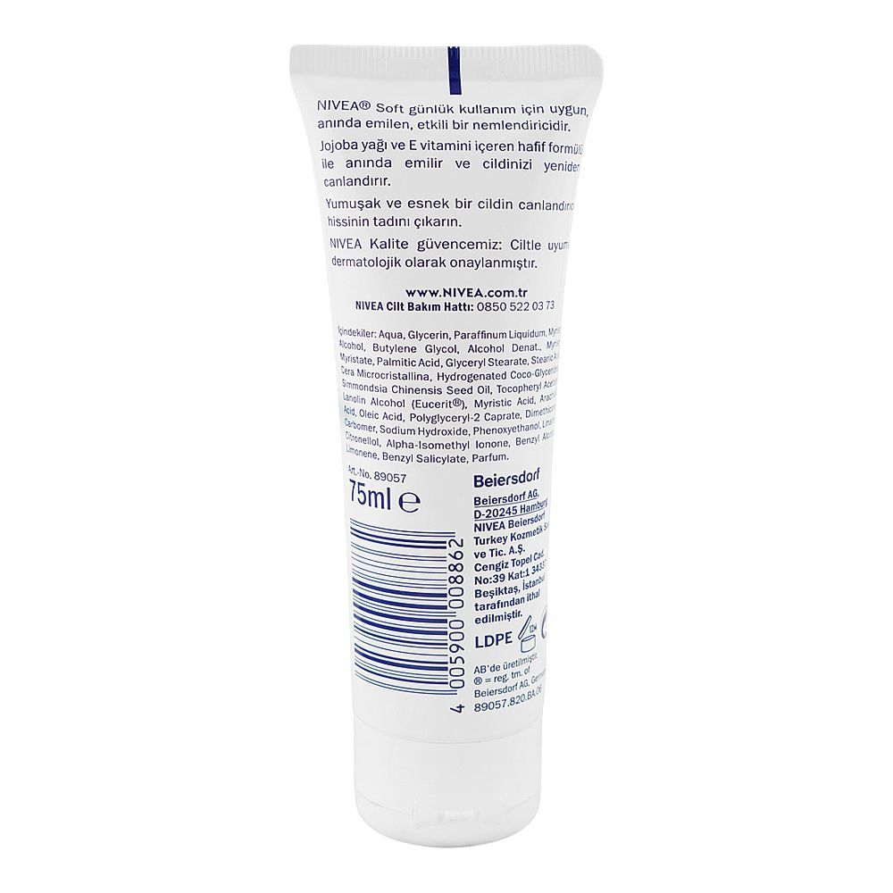 Nivea Soft Moisturizing Care Cream Tube, Jojoba Oil & Vitamin E, 75ml