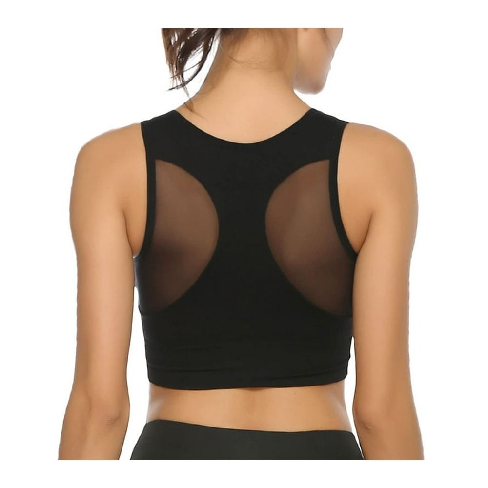 Women's Gym & Sport High Neck Bra, Polyester, Wire Free, Black, 8330
