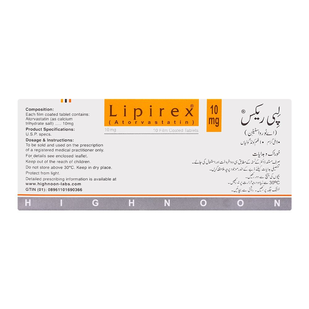 Order Highnoon Laboratories Lipirex Tablet, 10mg, 10-Pack Online at ...