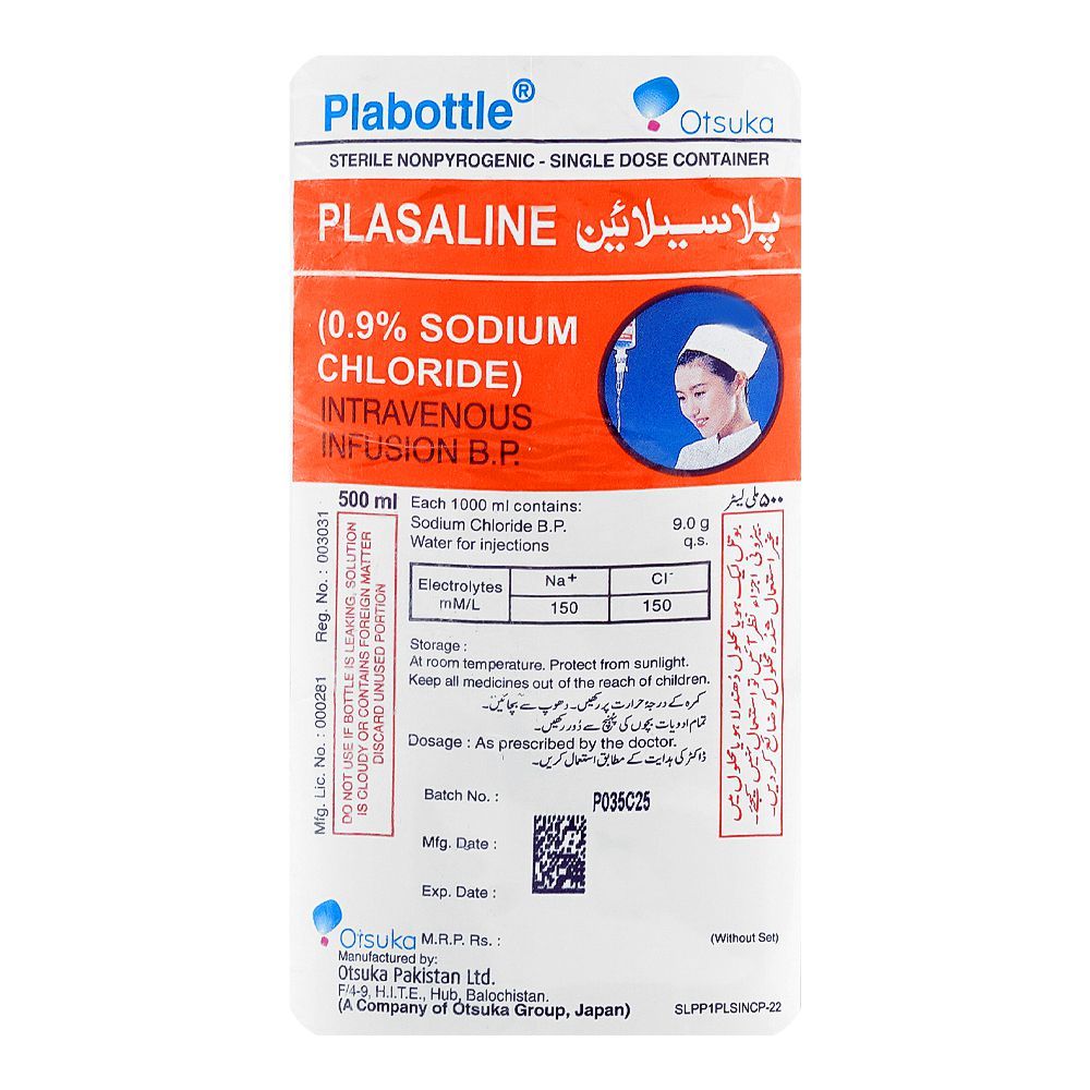 Otsuka Pharmaceutical Plabottle Plasaline 500cc, 500ml