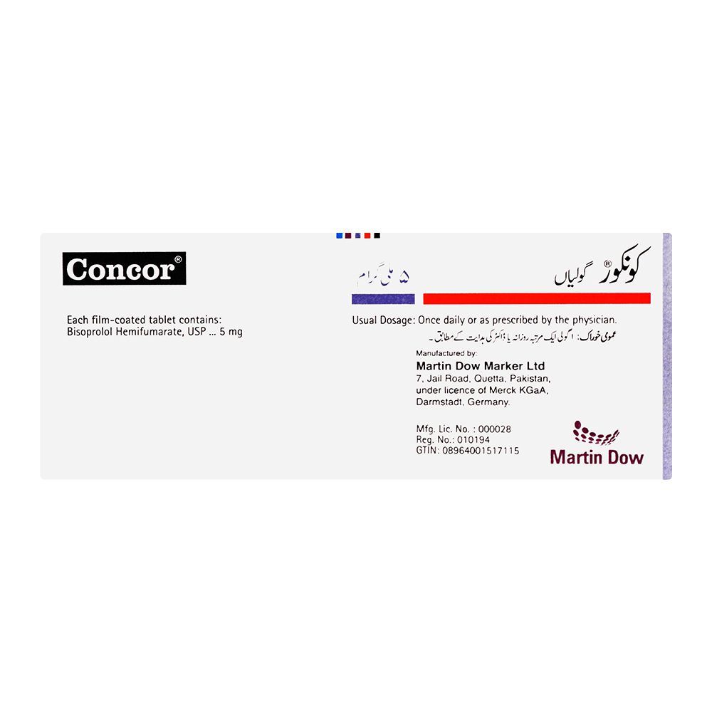 Order Martin Dow Concor Tablet, 5mg, 14-Pack Online at Special Price in ...