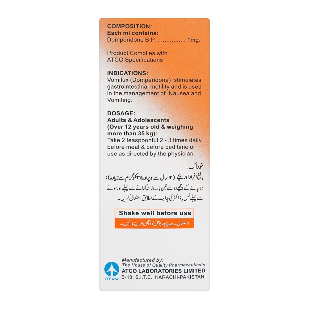 Purchase ATCO Laboratories Vomilux Suspension, 1mg/ml, 60ml Online at ...