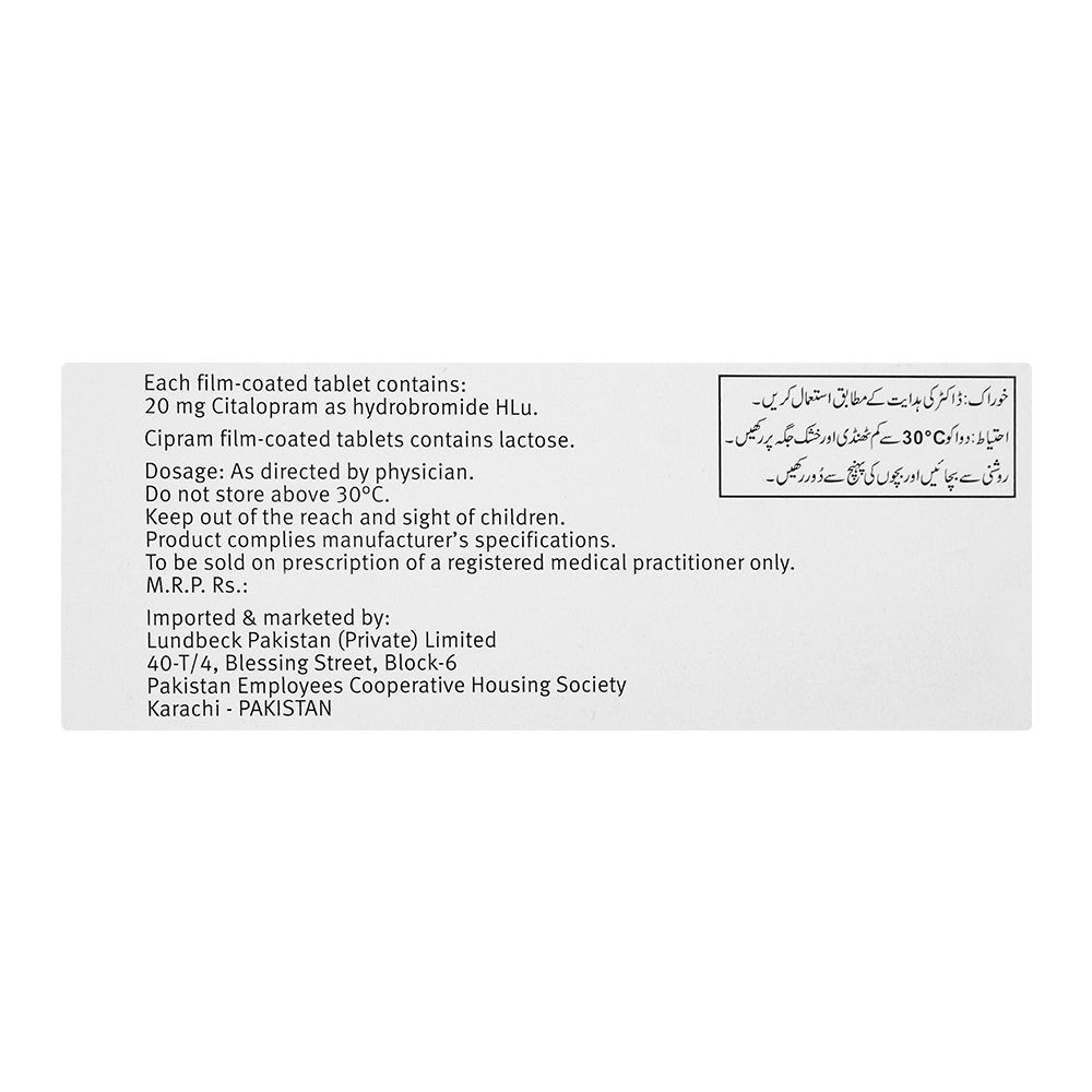 Buy Lundbeck Pvt. Ltd. Cipram Tablet, 20mg, 14-Pack Online at Best ...