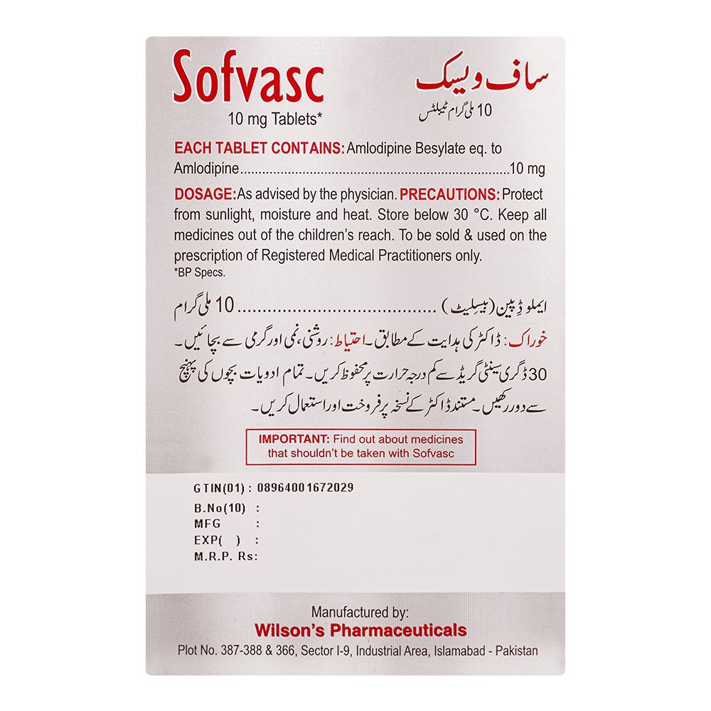 Order Wilson's Pharmaceuticals Sofvasc Tablet, 10mg, 30-Pack Online at ...
