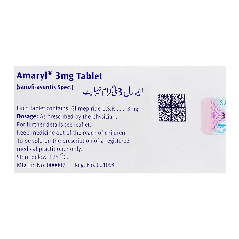 Order Sanofi-Aventis Amaryl Tablet, 3mg, 1-Strip Online at Best Price ...