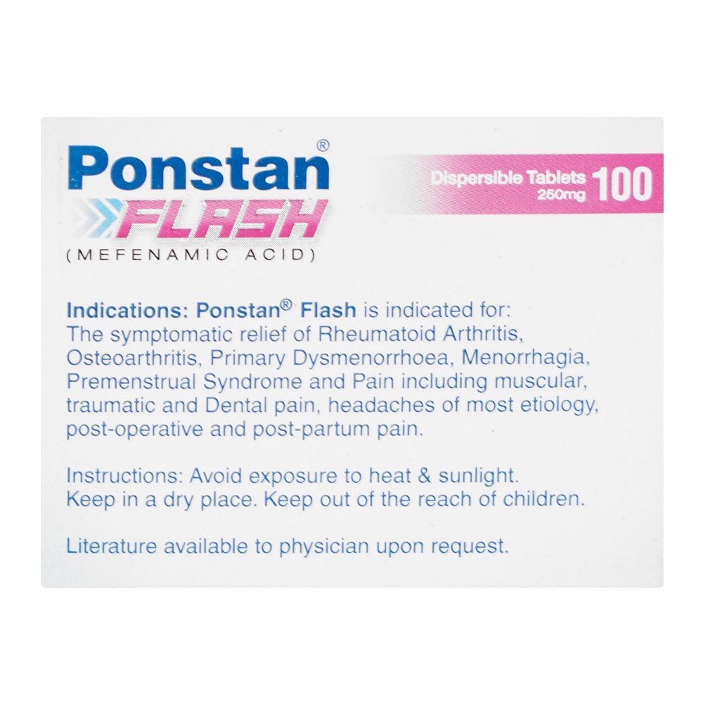 Ponstan Flash Dispersible Tablets 250mg, Mixed Fruit Flavour, Strip (10 ...