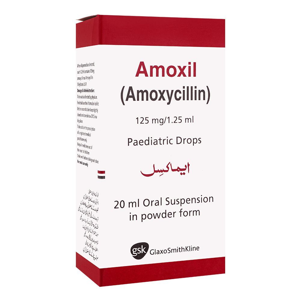 Order GSK Amoxil Paediatric Oral Suspension Drops, 125mg/1.25ml, 20ml ...