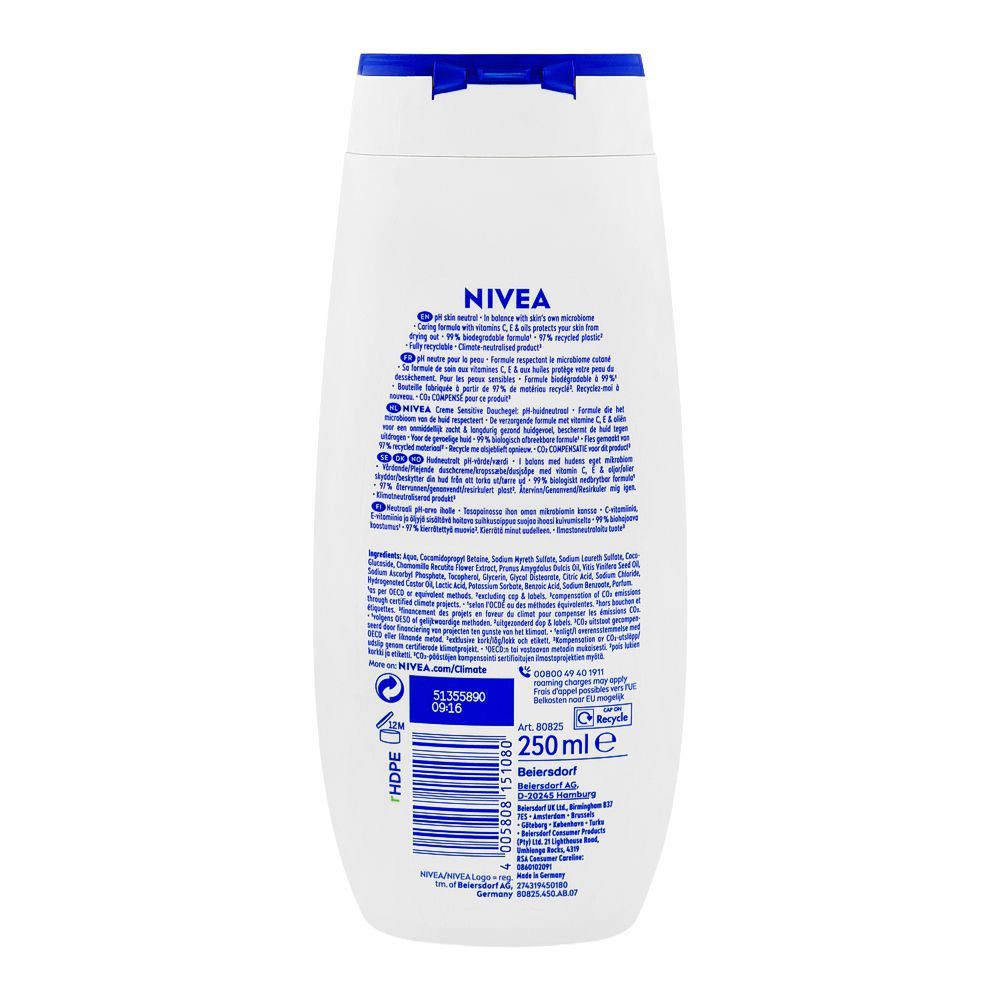 Nivea Creme Sensitive PH Skin Neutral Care Shower Cream, For Sensitive ...