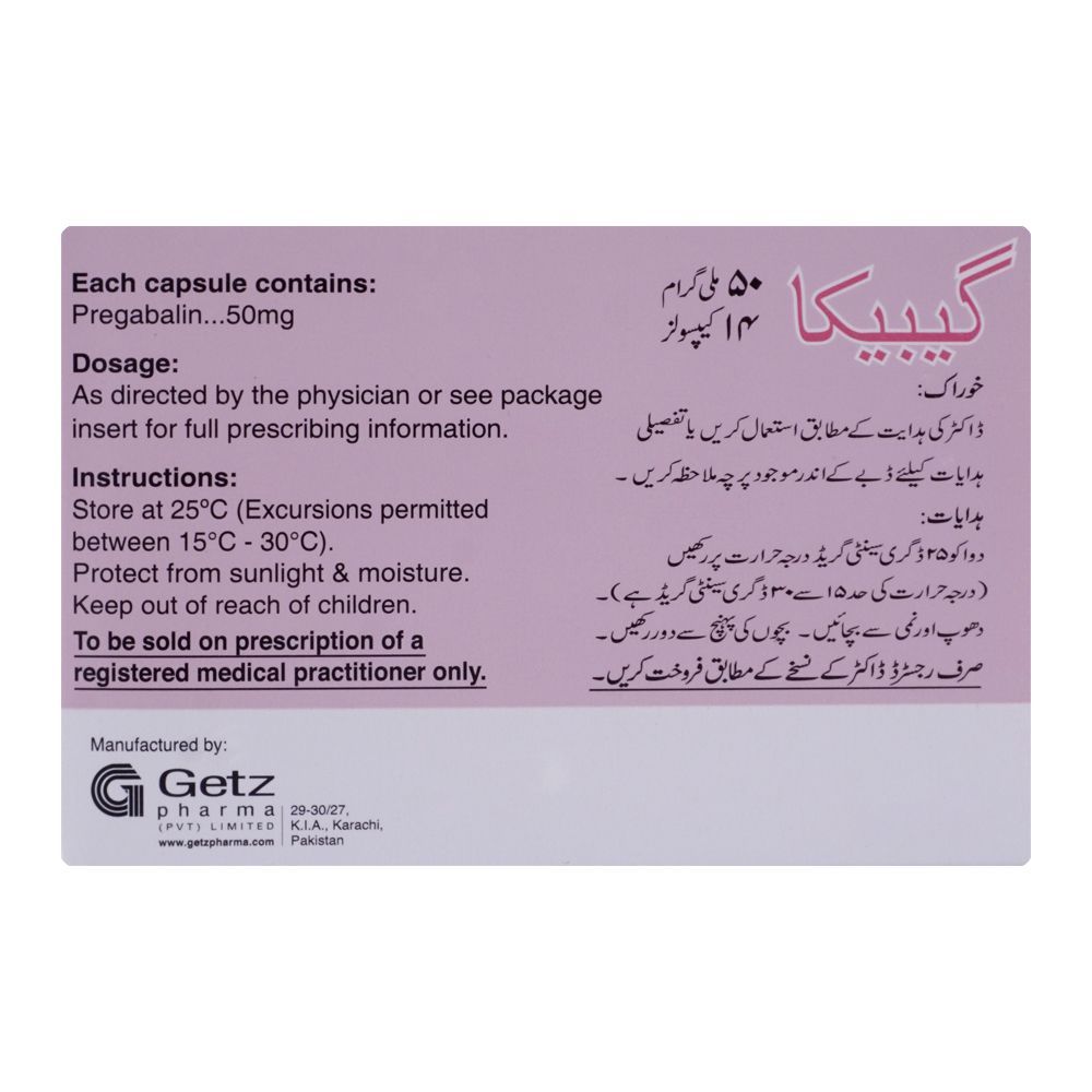 Buy Getz Pharma Gabica Capsule, 50mg, 14-Pack Online at Best Price in ...