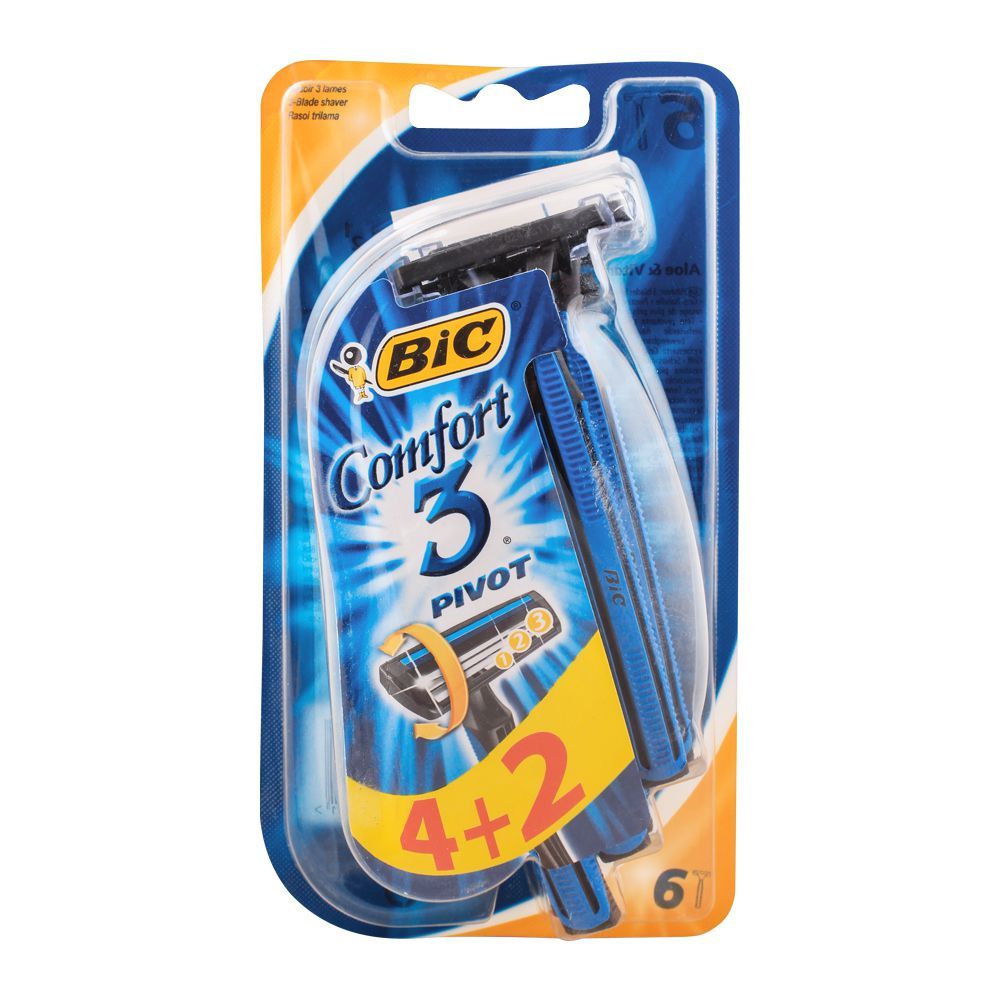 Purchase BIC Razor Comfort 3 Pivot Disposable Razor, 4+2 Pack Online at ...