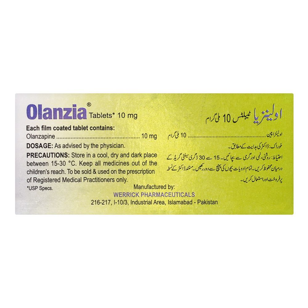 Order Werrick Pharmaceuticals Olanzia Tablet, 10mg, 10-Pack Online at ...