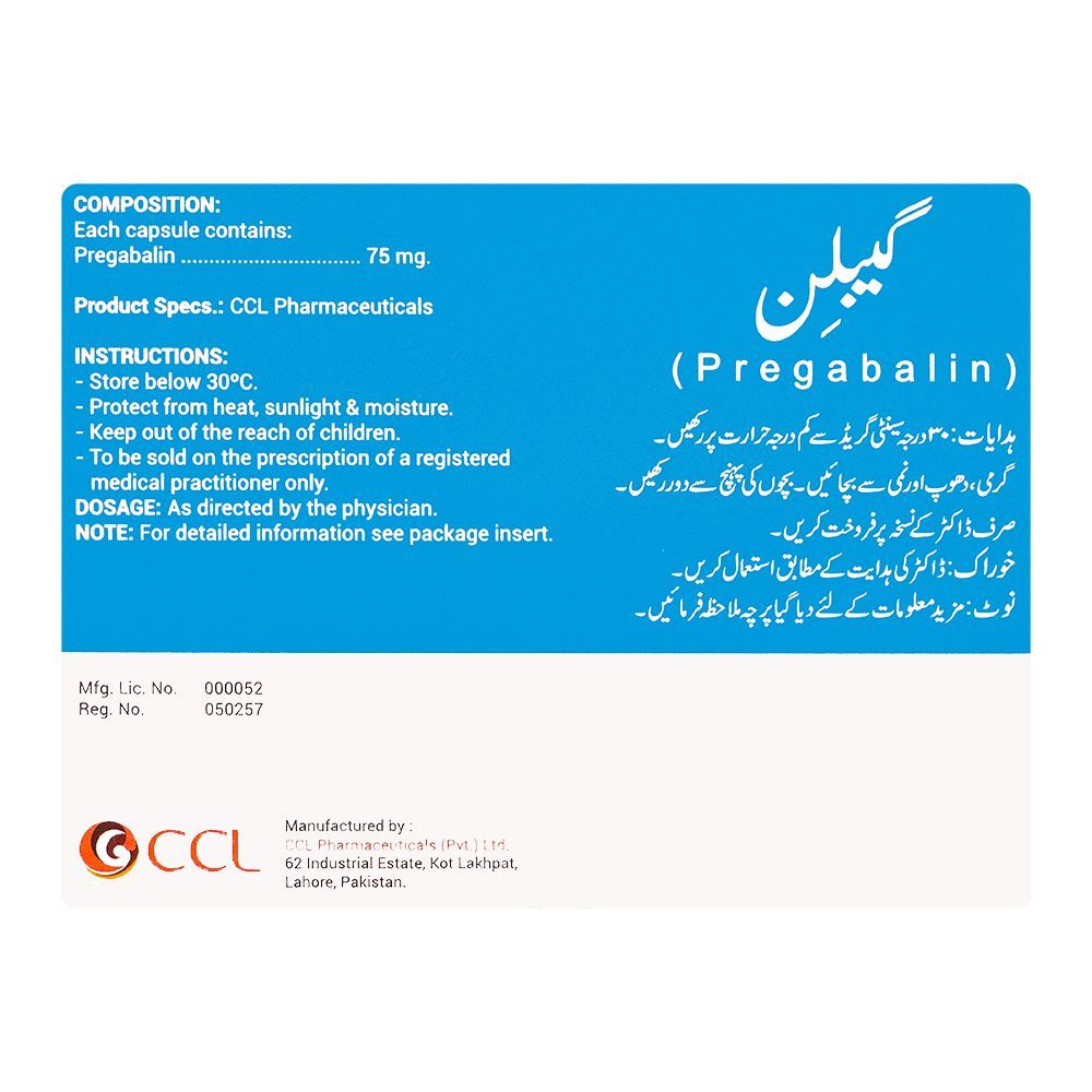 Buy CCL Pharmaceuticals Gablin Capsule, 75mg, 14-Pack Online at Best ...